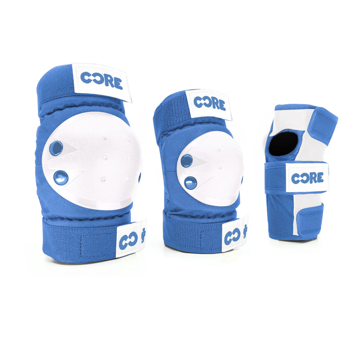 Core Junior Triple Pad Set Blue Knee/Elbow/Wrist – Ripped Knees