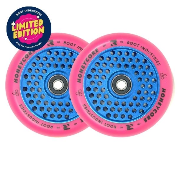 Root Industries Honeycore Scooter Wheels Pink/Blue 110mm – Ripped Knees