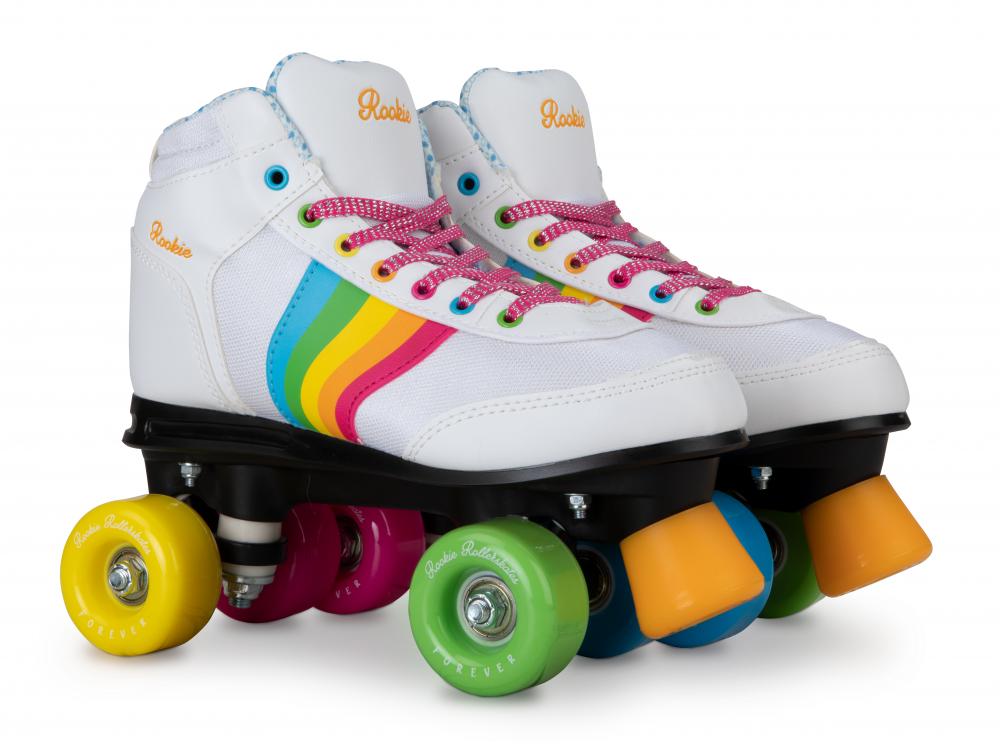 Rookie Forever Rainbow Roller Skates White/Multi – Ripped Knees